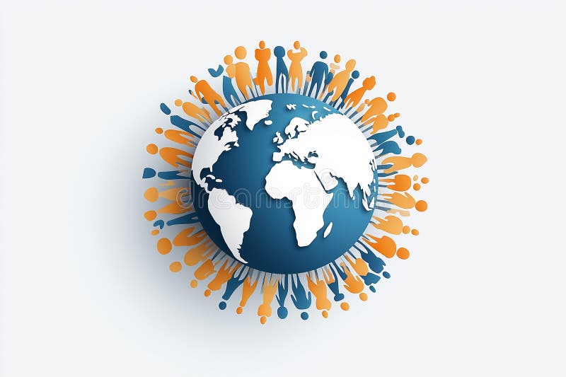 Design Displays a Globe Encircled by Diverse Human Figures, Symbolizing ...