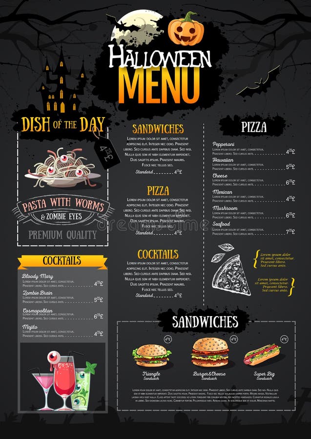 Design Do Menu Halloween Com Jack Ou Lanterna Menu Restaurante ...