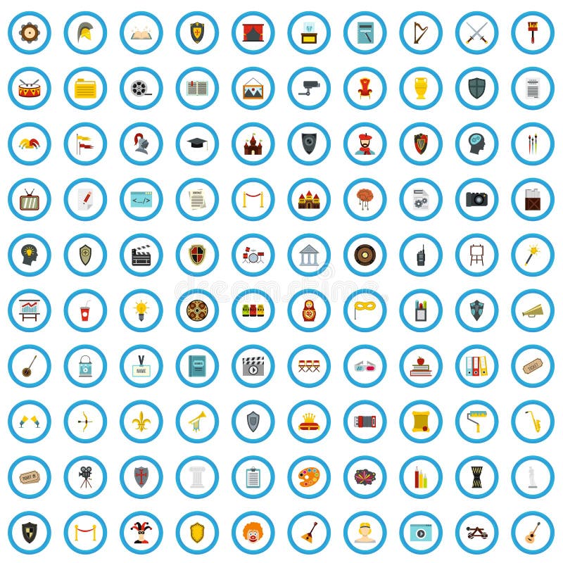 100 Design Document Icons Set, Flat Style Stock Vector - Illustration ...