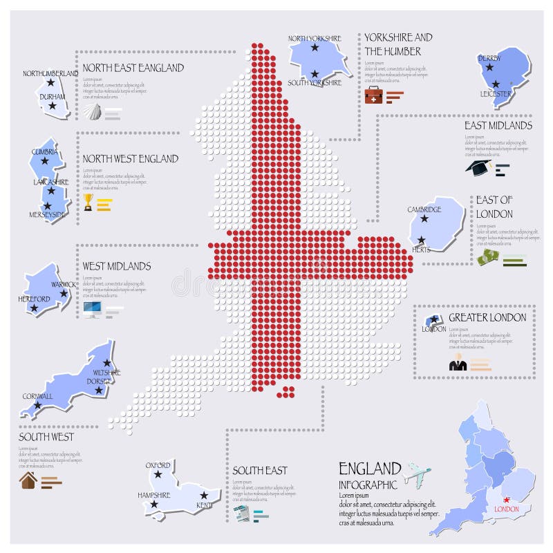 Design Dot and Flag Map Ofs England Infographic Vektor Abbildung ...