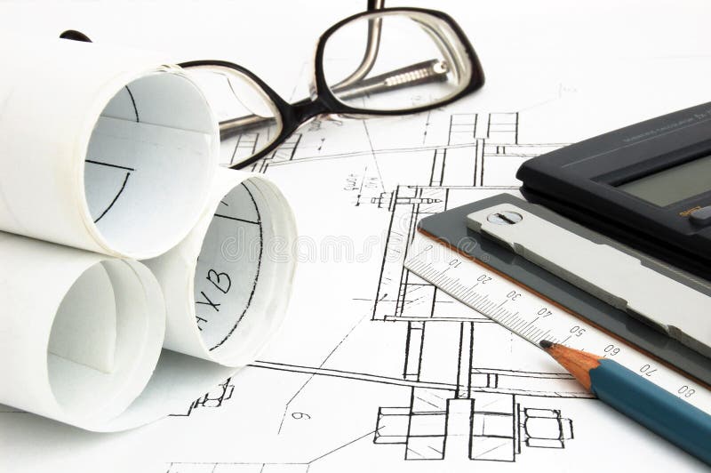 Design draft papers stock image. Image of calculator, drawing - 3179823