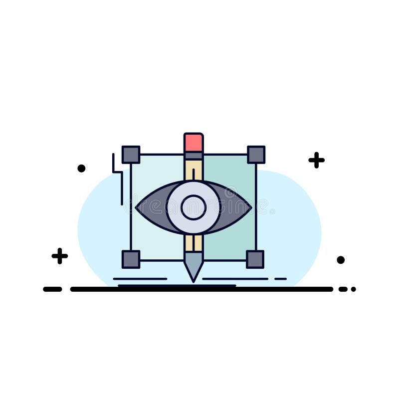 Design, Draft, Sketch, Sketching, Visual Flat Color Icon Vector Stock ...