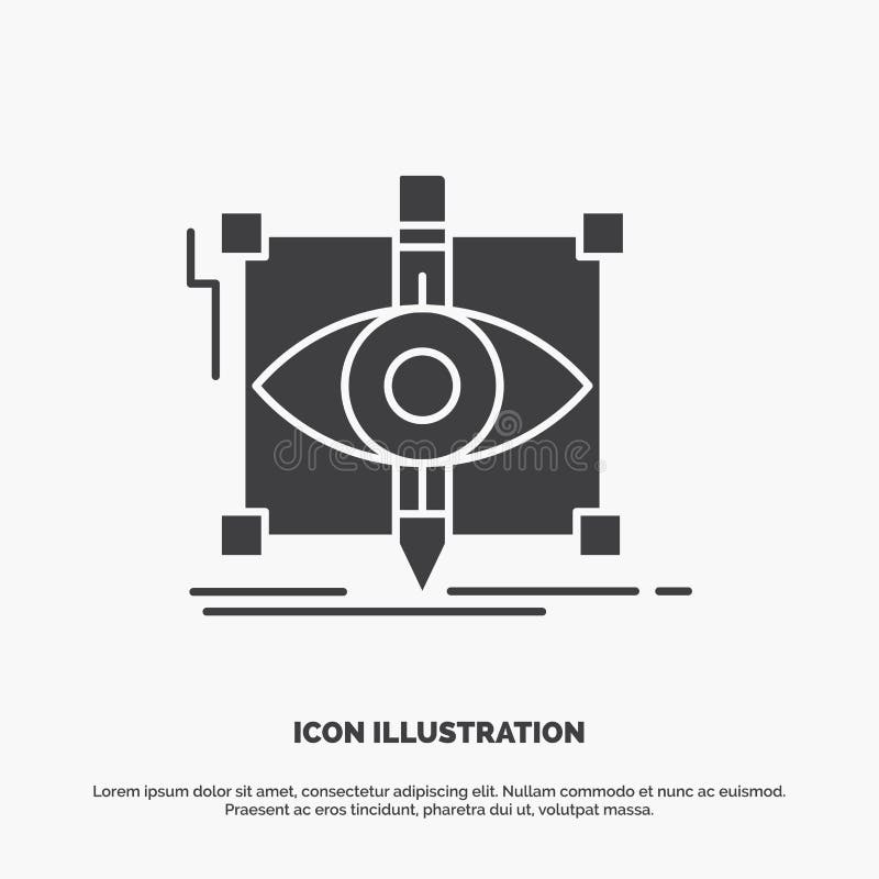 Design, Draft, Sketch, Sketching, Visual Icon. Glyph Vector Gray Symbol ...