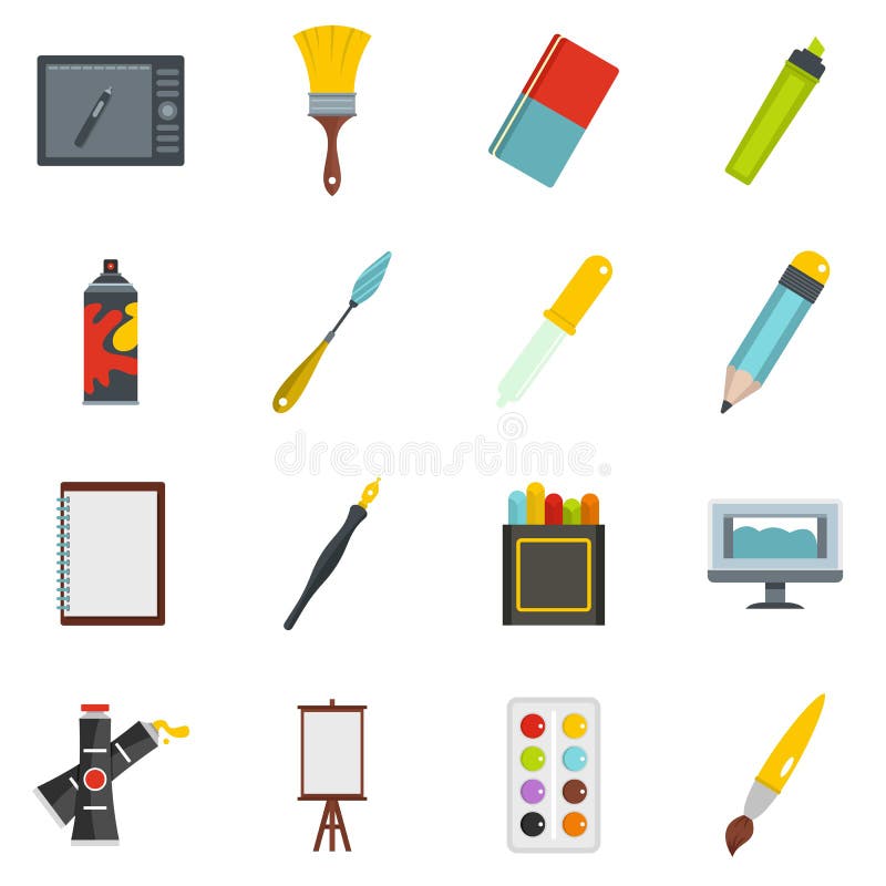 Design and Drawing Tools Icons Set Red Vector Stock Vector ...