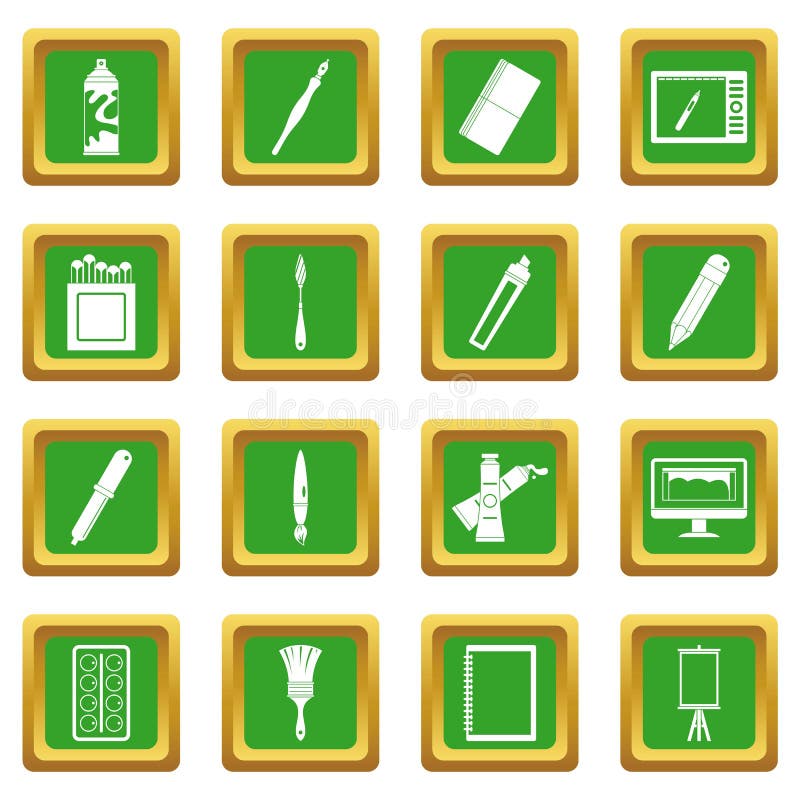 Design Drawing Tools Icons Set Green Stock Illustrations – 266 Design ...