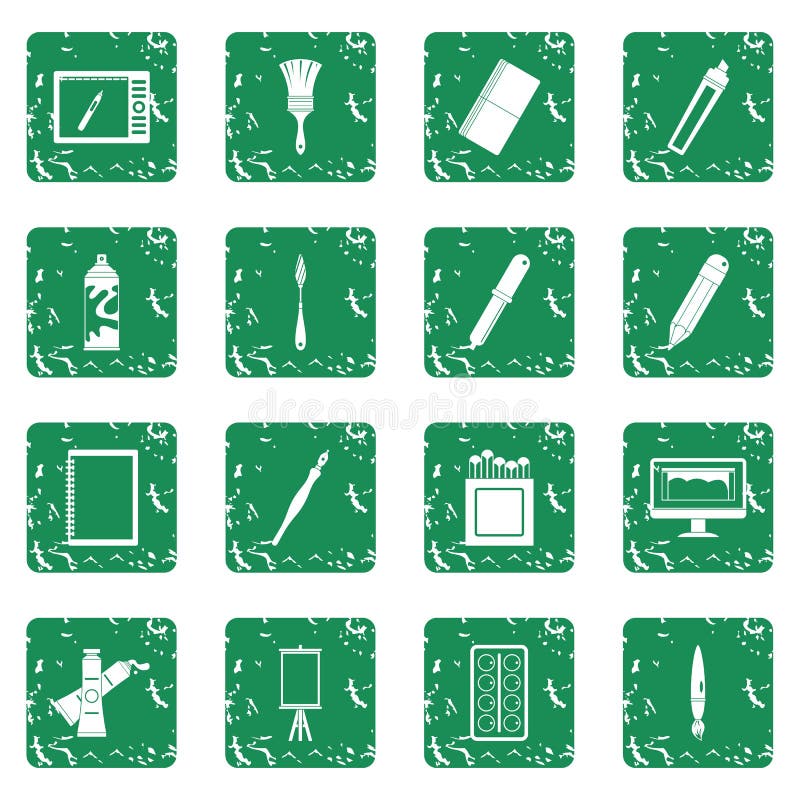 Design and Drawing Tools Icons Set Grunge Stock Vector - Illustration ...