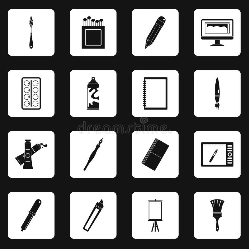 Design and Drawing Tools Icons Set Squares Vector Stock Vector ...