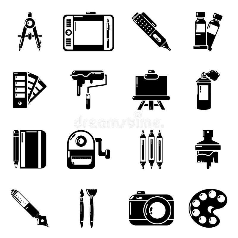 Design and Drawing Tools Icons Set, Simple Style Stock Vector ...
