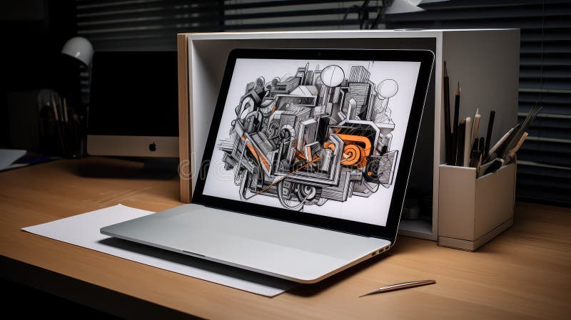 Design drawn box stock illustration. Illustration of screen - 370504766