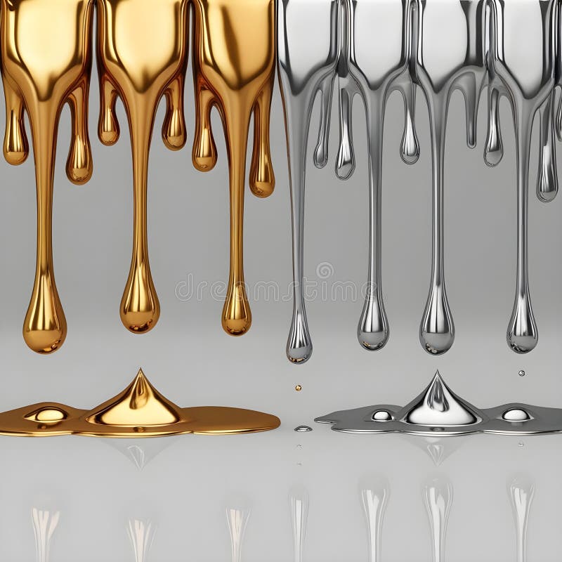 Design Dripping Molten Liquid Metal Gold and Silver -3 Stock ...