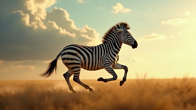 A Zebra Sprinting Across the Savannah. Stock Illustration ...