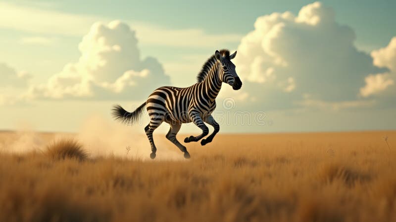 A Zebra Sprinting Across the Savannah. Stock Illustration ...