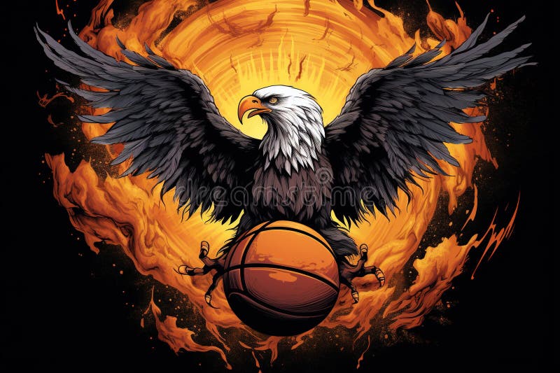 Design of Eagle and Basketball Ball. Generative AI Stock Illustration ...