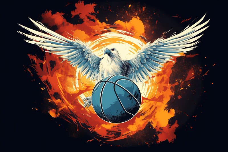 Design of Eagle and Basketball Ball. Generative AI Stock Illustration ...