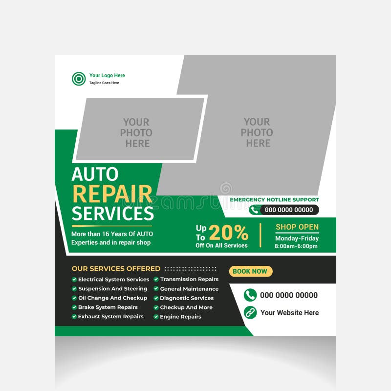 Editable Car Repair Social Media Post Layout Stock Vector ...