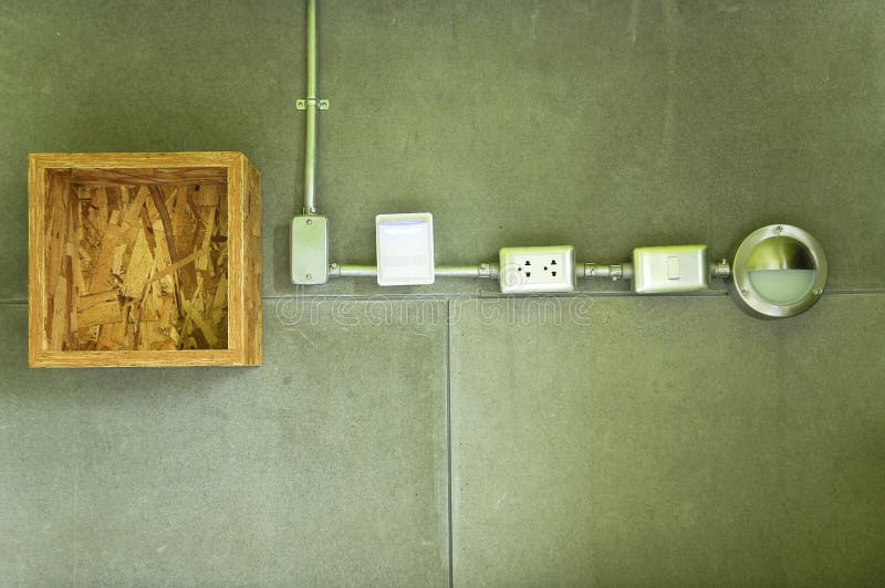 Design Electric Plug Power and Lamp on Wall Stock Illustration ...