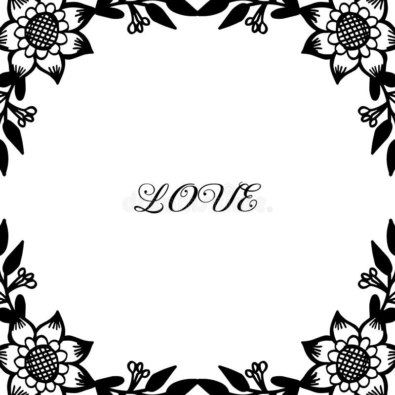 Design Elegant of Card Love, in Floral Frame Isolated on White Backdrop ...