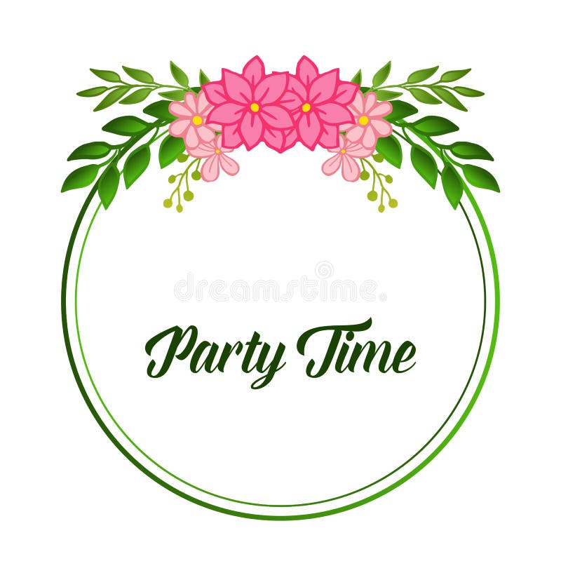 Party Time Invitation Template Design, with Elegant Leaf Flower Frame ...