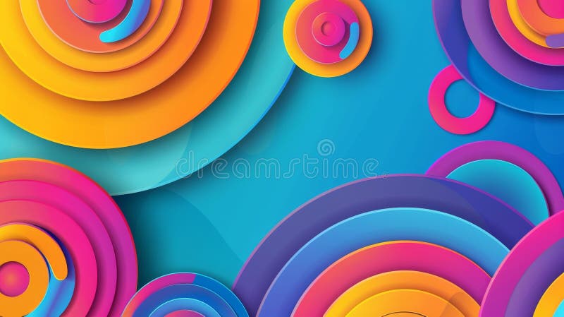 Design Element: Abstract Template Flyer with Color Rainbow Circles ...