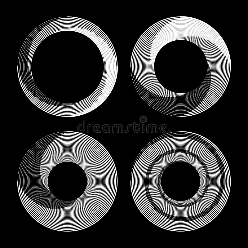Set of White Different Lines in Round Form. Geometric Art Stock Vector ...
