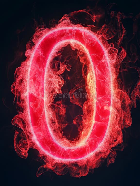 The Design Element Features a Fiery Number Zero, Smoke, and a Dark ...