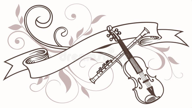 Violin and Banner Design Element for Music and Performance Themes ...