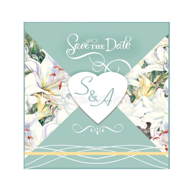Design Element Save the Date with White Lilly Flowers Stock ...