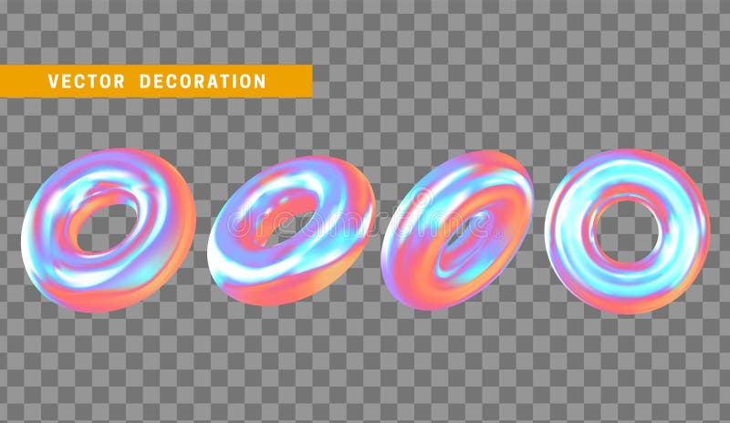 Design Element in Shape of 3d Torus Bright Neon Color. Stock Vector ...