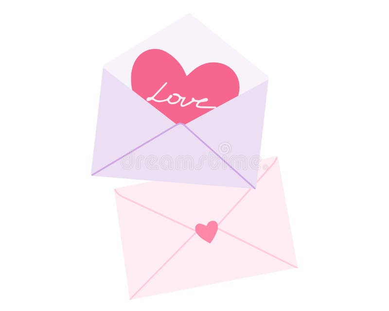 Design Element for Valentine`s Day. Two Envelopes with Valentines ...