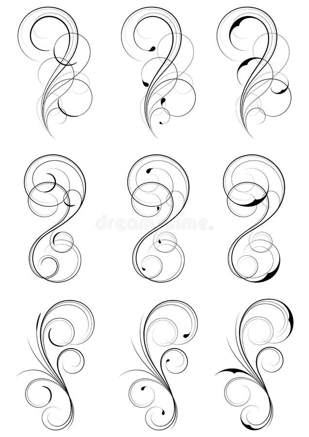 Six Calligraphy Curves stock vector. Illustration of baroque - 7146536