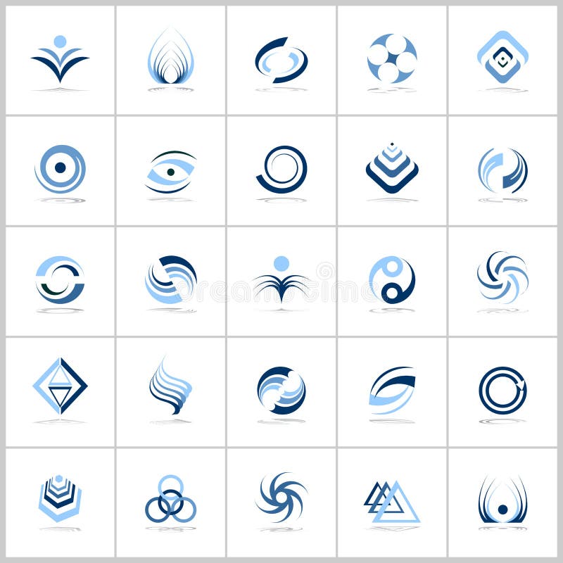 Design Elements in Blue Colors. Abstract Icons Set Stock Vector ...