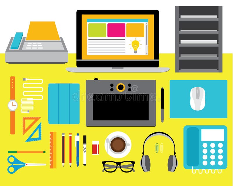 Design Elements for Business Office Workplace Stock Illustration ...
