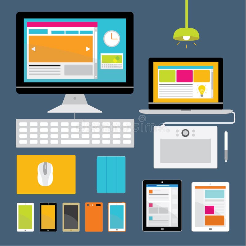 Design Elements for Business Office Workplace Stock Illustration ...