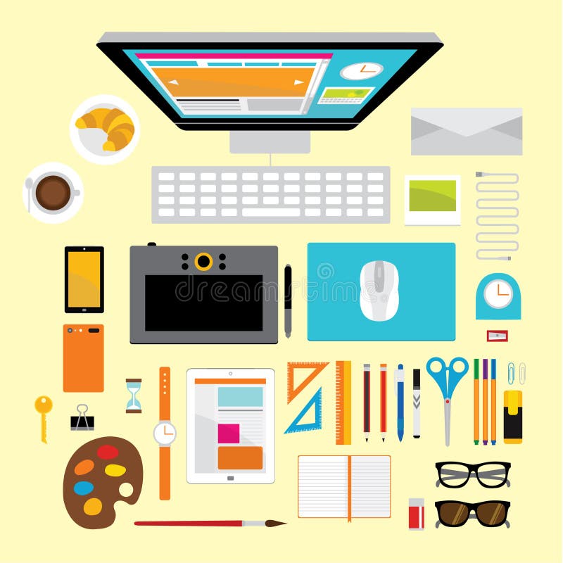 Design Elements for Business Office Workplace Stock Illustration ...