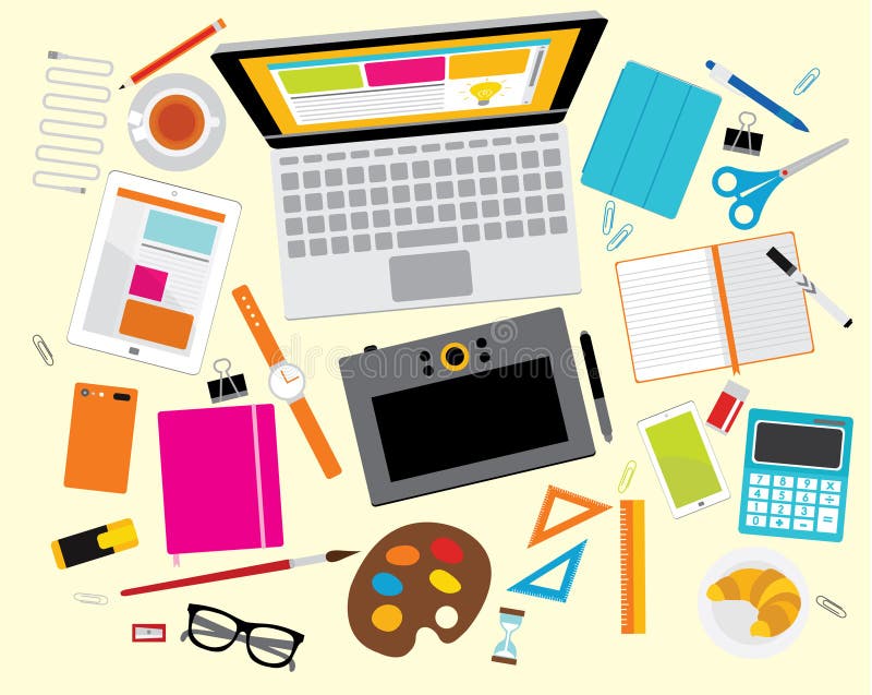 Design Elements for Business Office Workplace Stock Illustration ...