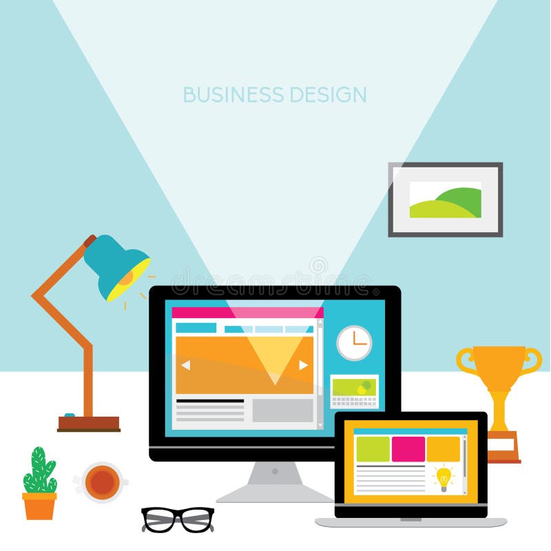 Design Elements for Business Office Workplace Stock Illustration ...
