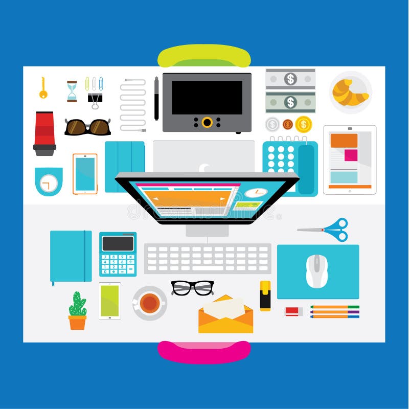 Design Elements for Business Office Workplace Stock Illustration ...