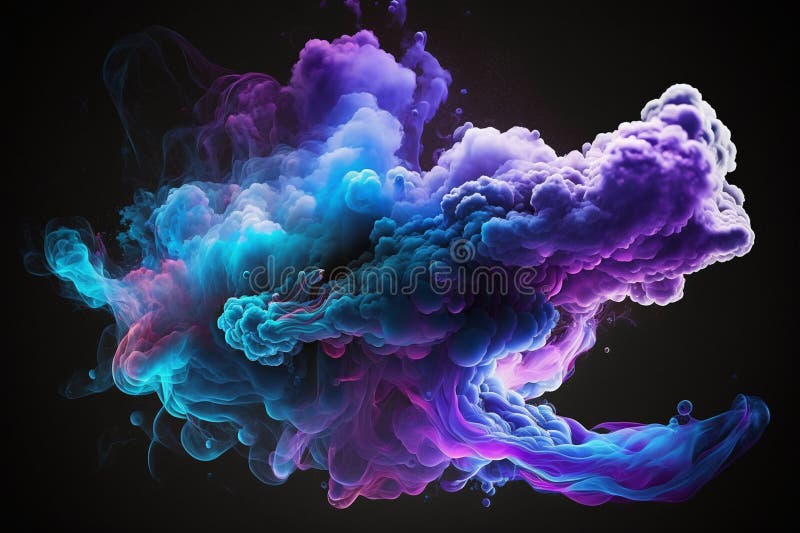 Design Elements Featuring Multicolored Smoke Puff Clouds in Neon Blue ...
