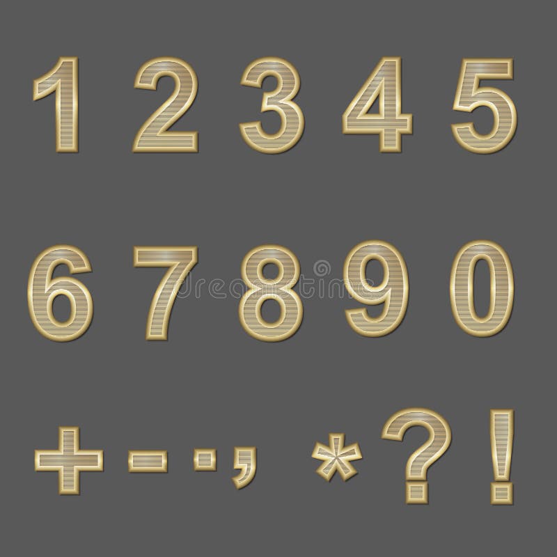 Design Elements - Gold 3D Font, Numbers and Symbols. Stock Vector ...