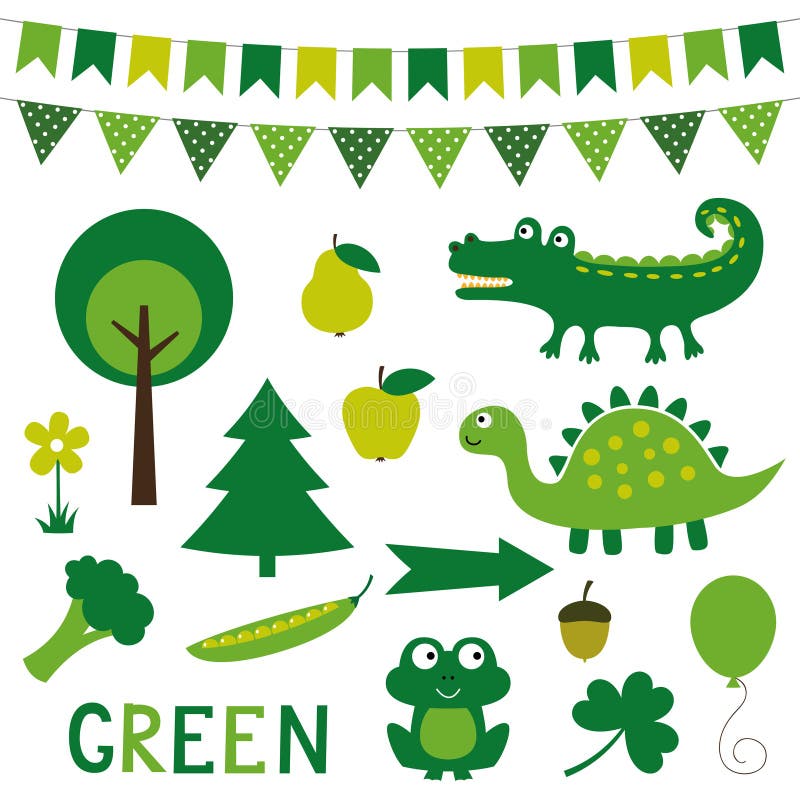 Design Elements in Green Color Stock Vector - Illustration of apple ...