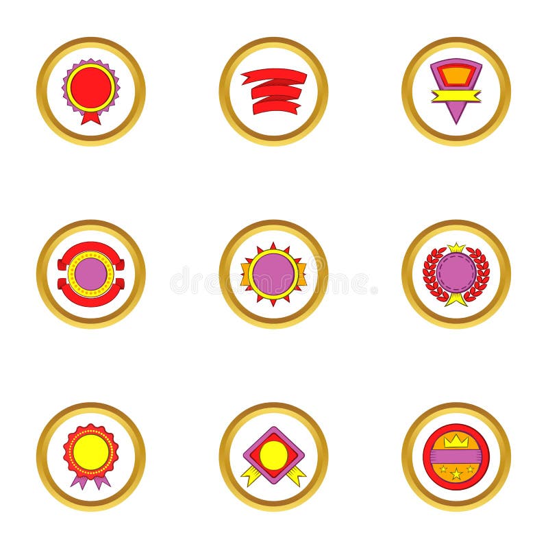 Design Elements Icons Set, Cartoon Style Stock Vector - Illustration of ...