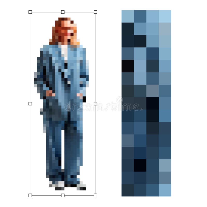 Design Elements, Pixels Trend. Pixelated Women, Blue Suite, Digital ...