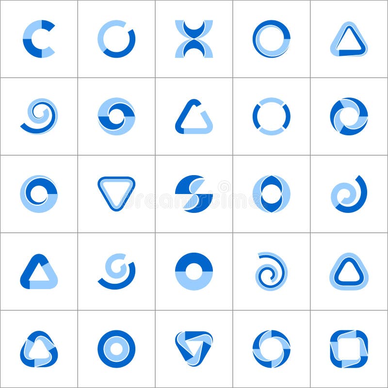 Design Elements Set. Abstract Blue Geometric Icons Stock Vector ...