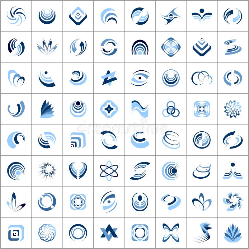 Design Elements Set. 64 Abstract Blue Icons Stock Vector - Illustration ...