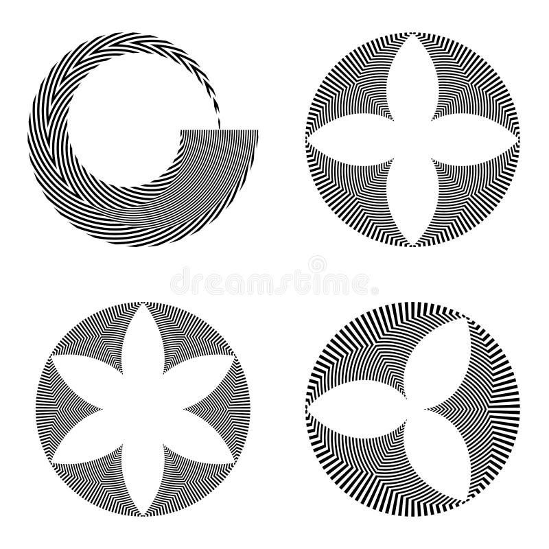 Design Elements Set. Abstract Circle Striped Icons Stock Vector ...