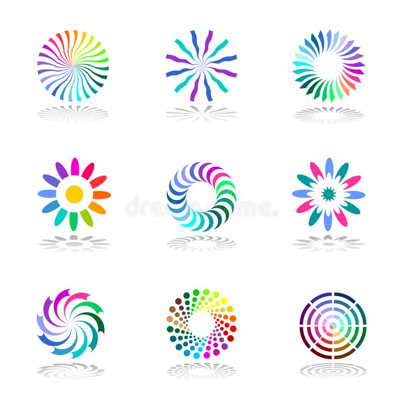 Design Elements Set. Abstract Circular Multicolour Icons Stock Vector ...