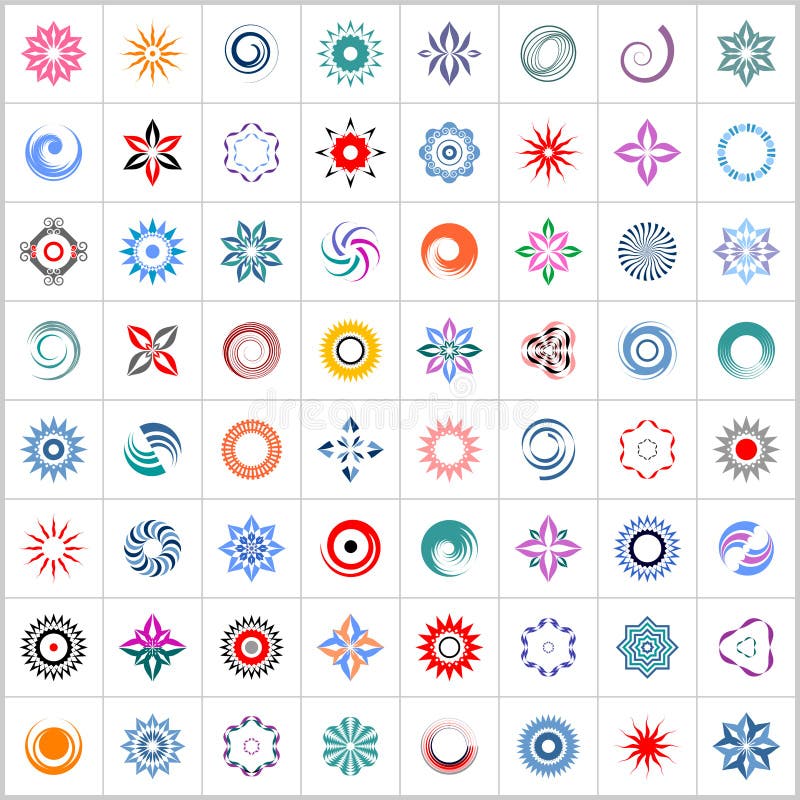 Design Elements Set. 64 Abstract Color Icons Stock Vector ...
