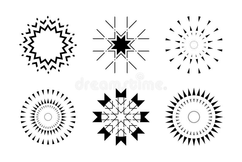 Design Elements Set. Abstract Decorative Radial Circle Patterns Stock ...