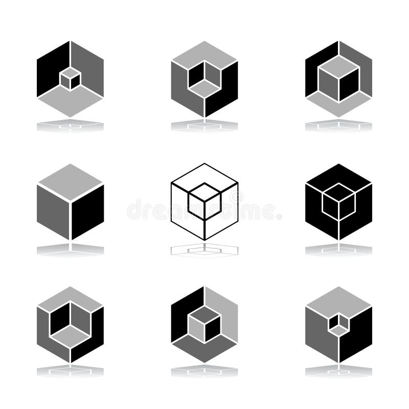Design Elements Set. Cubic Shape Icons. Stock Vector - Illustration of ...