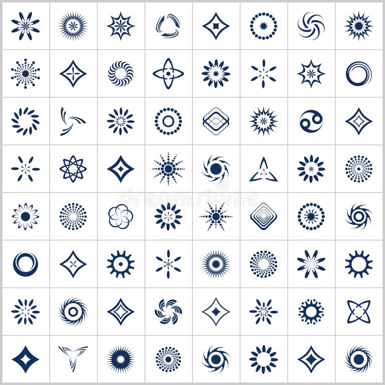 Design Elements Set. 64 Abstract Icons Stock Vector - Illustration of ...